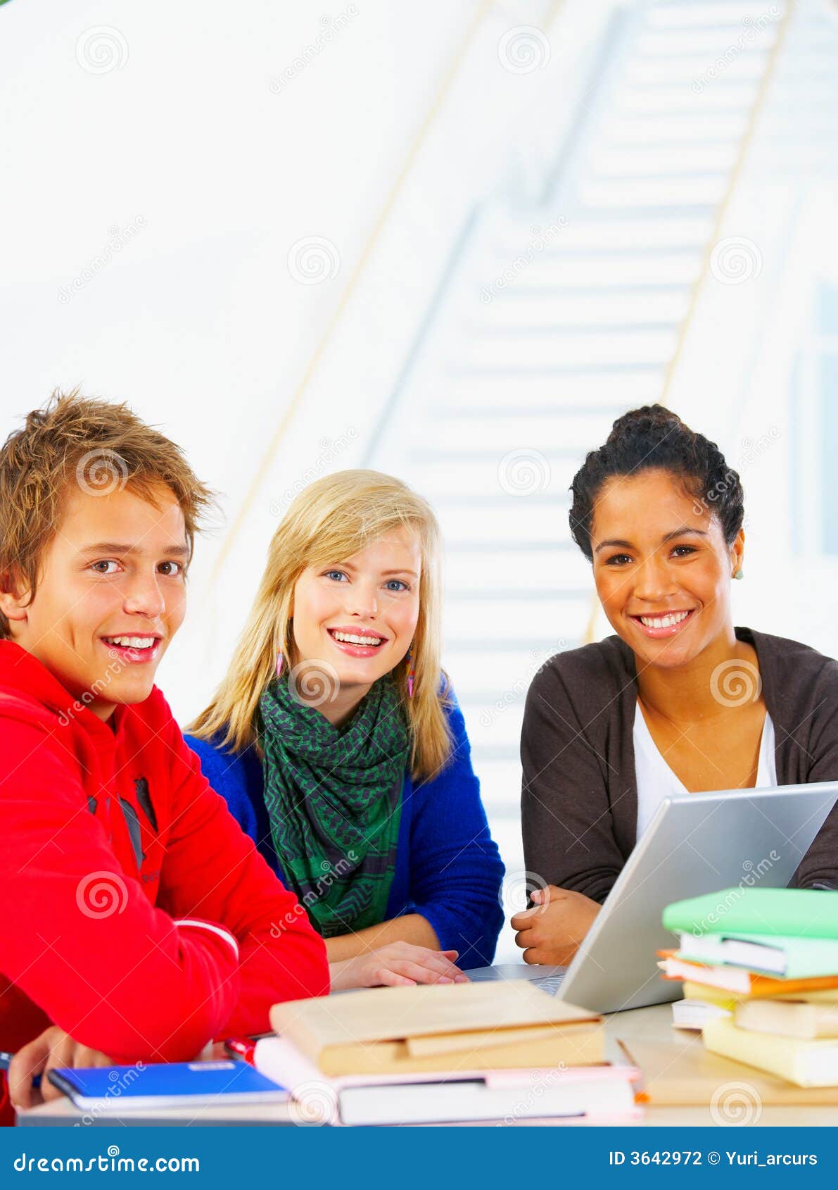 Portrait of a study group stock photo. Image of desk, computer - 3642972