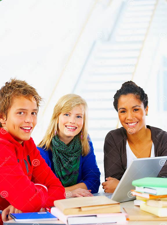 Portrait of a study group stock photo. Image of desk, computer - 3642972