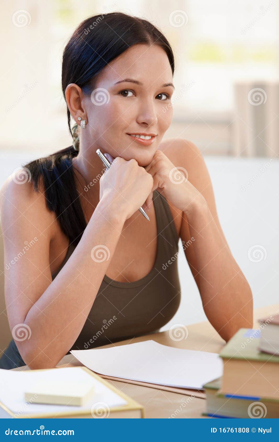 Portrait of Studying Pretty Girl Stock Photo - Image of beautiful ...