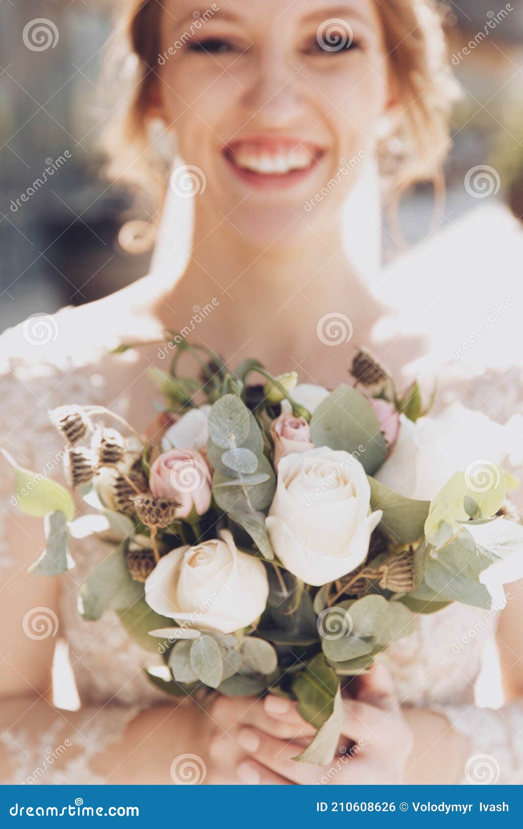 Portrait of Stunning Blonde Bride with Bright Smile Stock Photo - Image ...