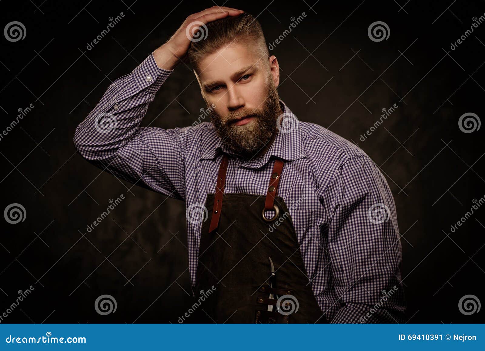 Portrait of Stylish Barber with Beard and Professional Tools Isolated ...