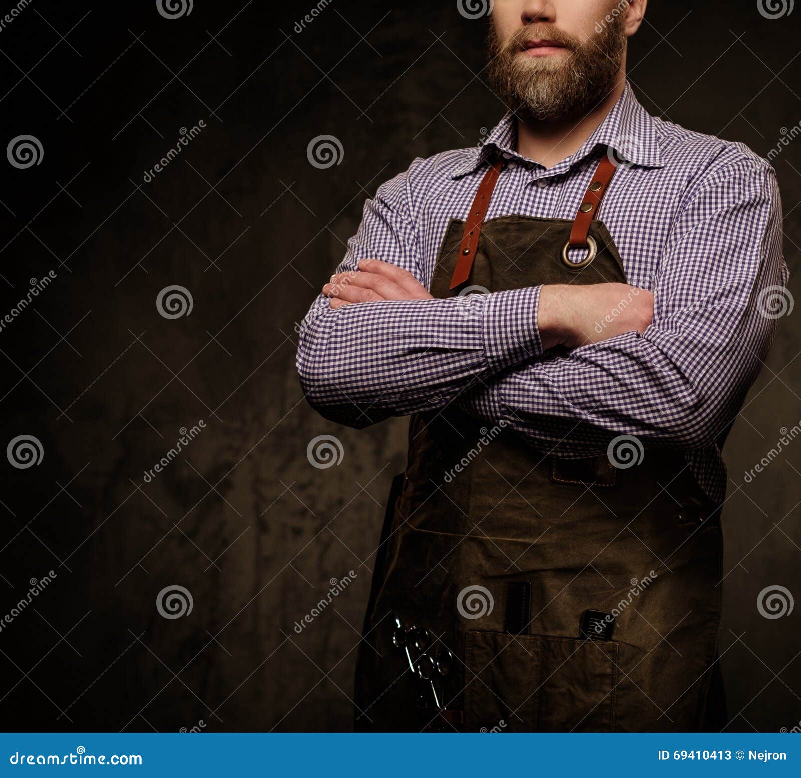 Portrait of Stylish Barber with Beard and Professional Tools Isolated ...