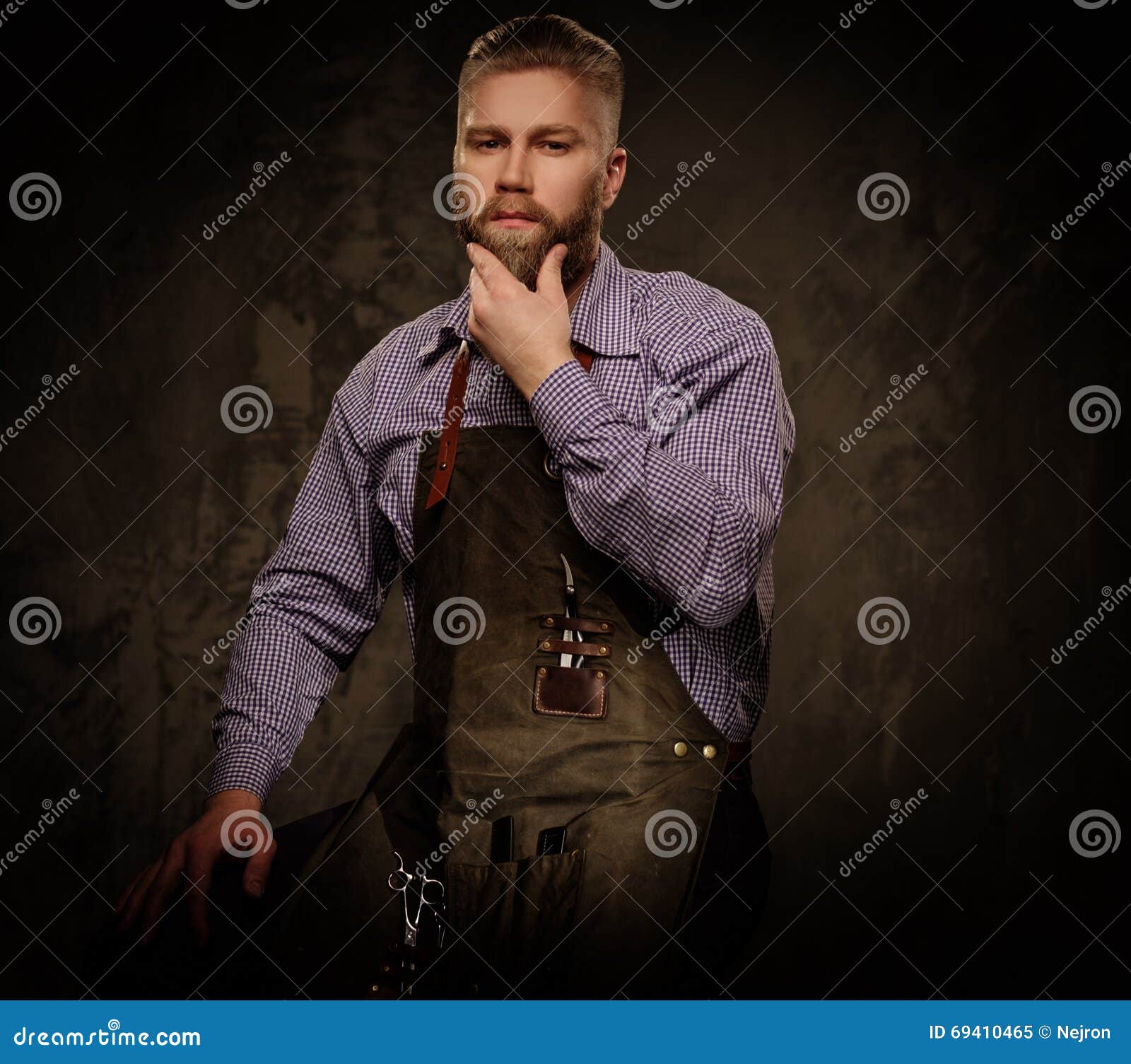 Portrait of Stylish Barber with Beard and Professional Tools Isolated ...