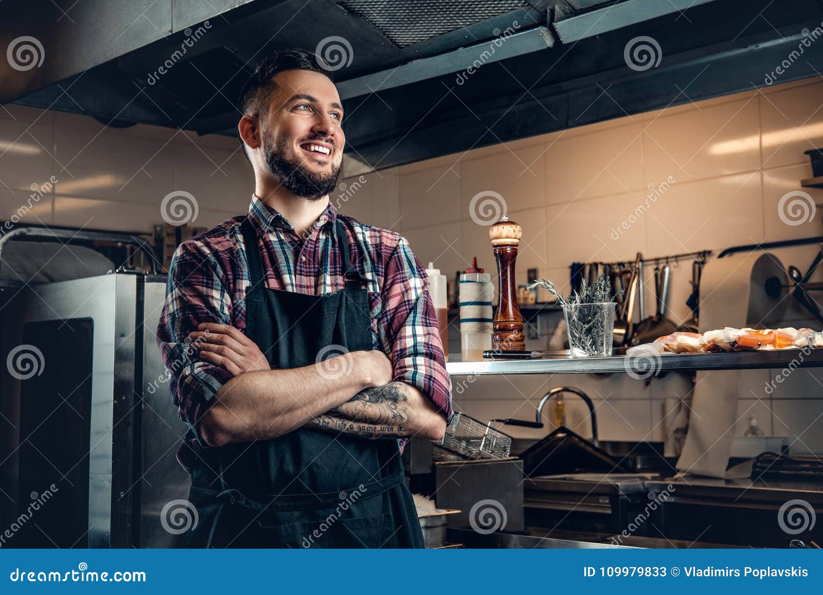 Portrait of Stylish Cook on a Kitchen. Stock Image - Image of ...
