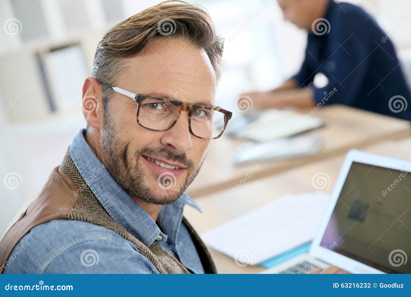 Portrait of Stylish Man on Laptop Stock Photo - Image of working ...