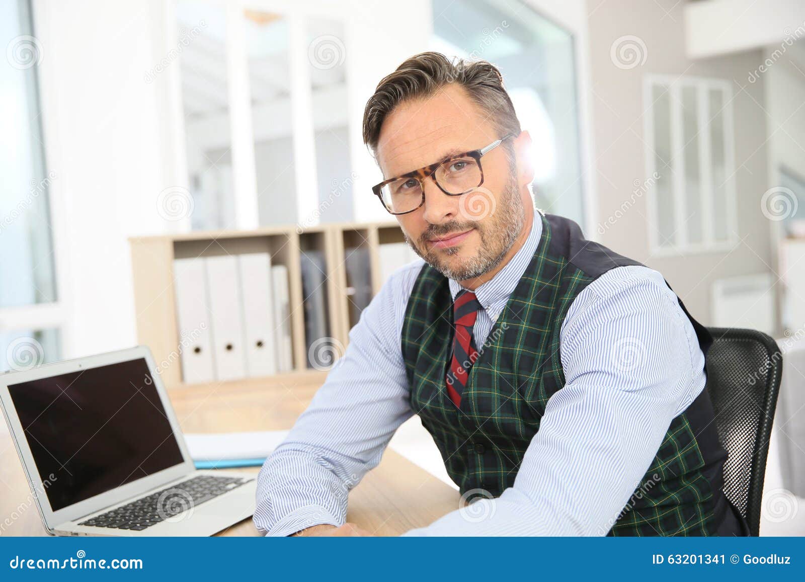 Portrait of Stylish Man at Office Stock Image - Image of eyeglasses ...