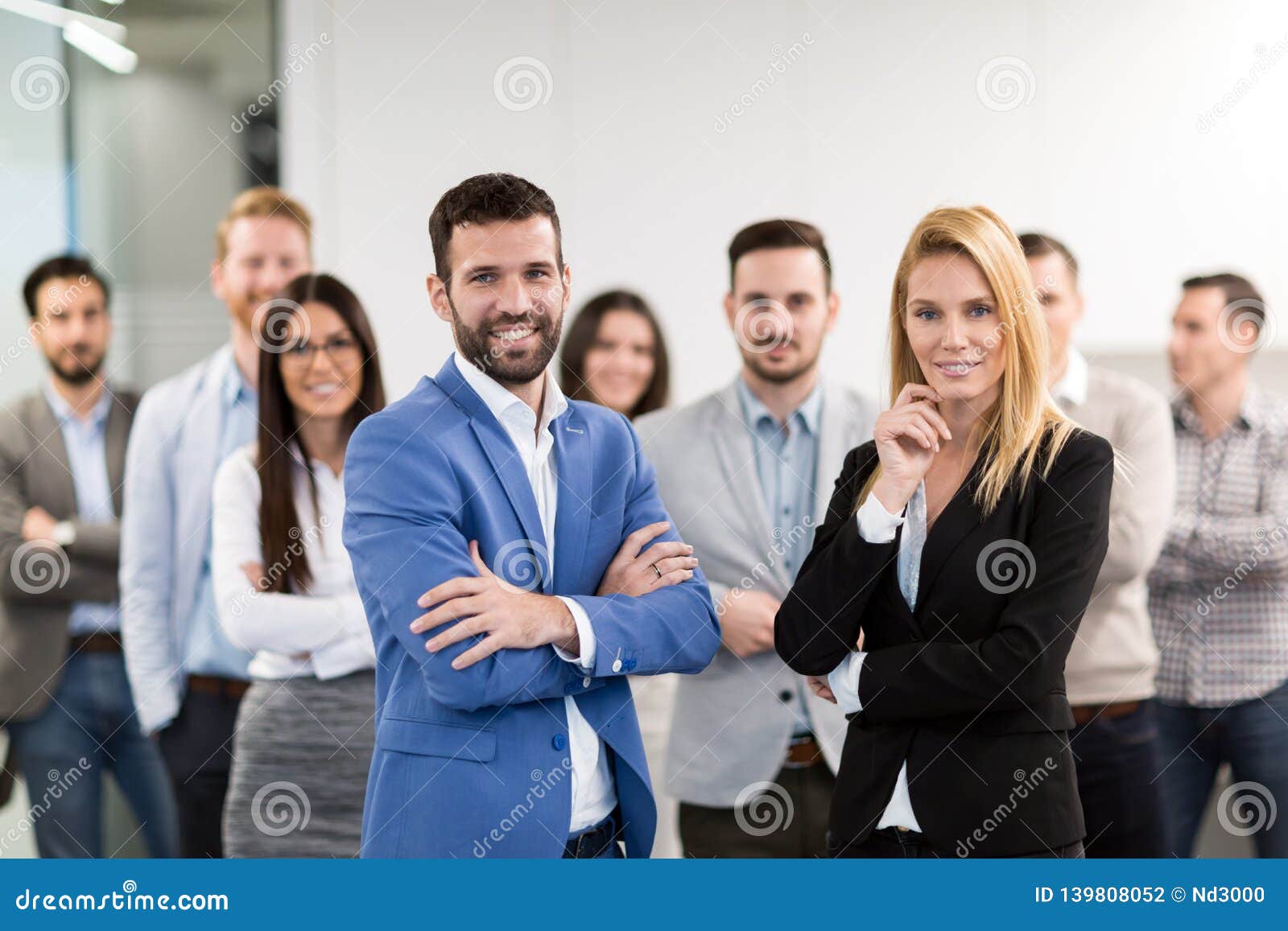Portrait of Business Team Posing in Office Stock Photo - Image of boss ...