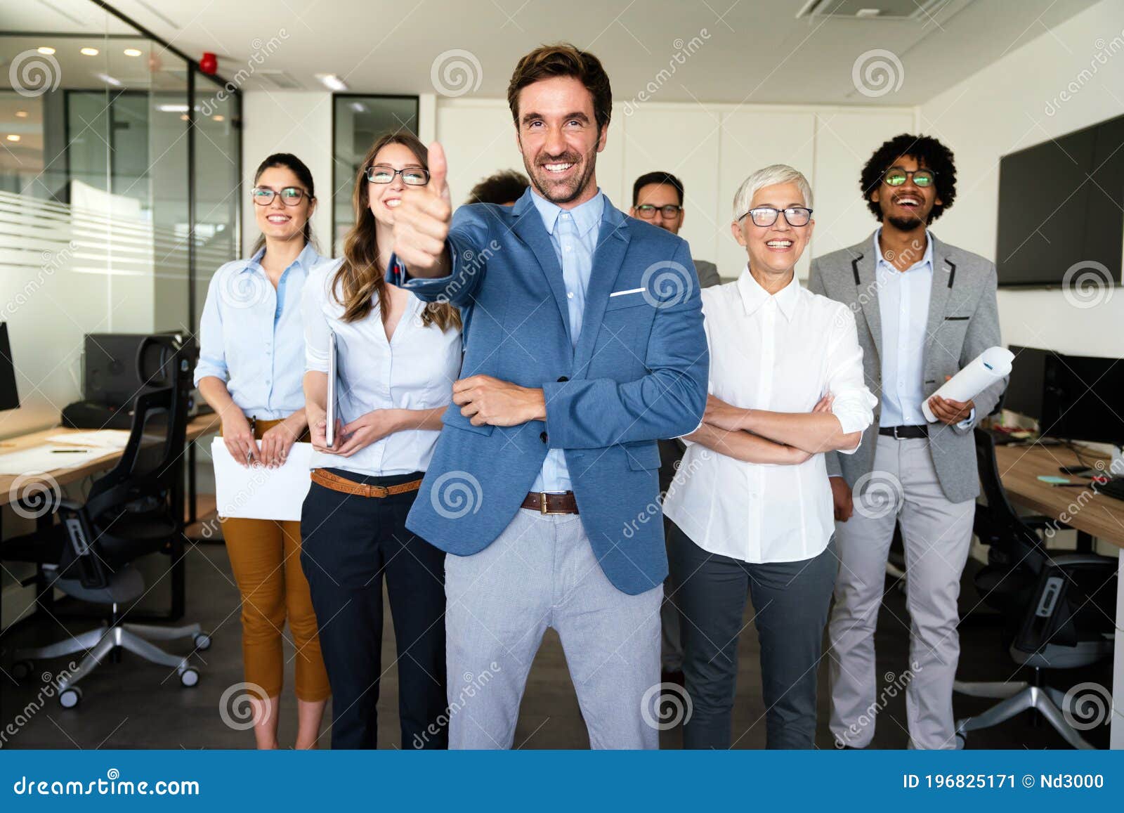 Portrait of Successful Business Team Working in Office Stock Image ...