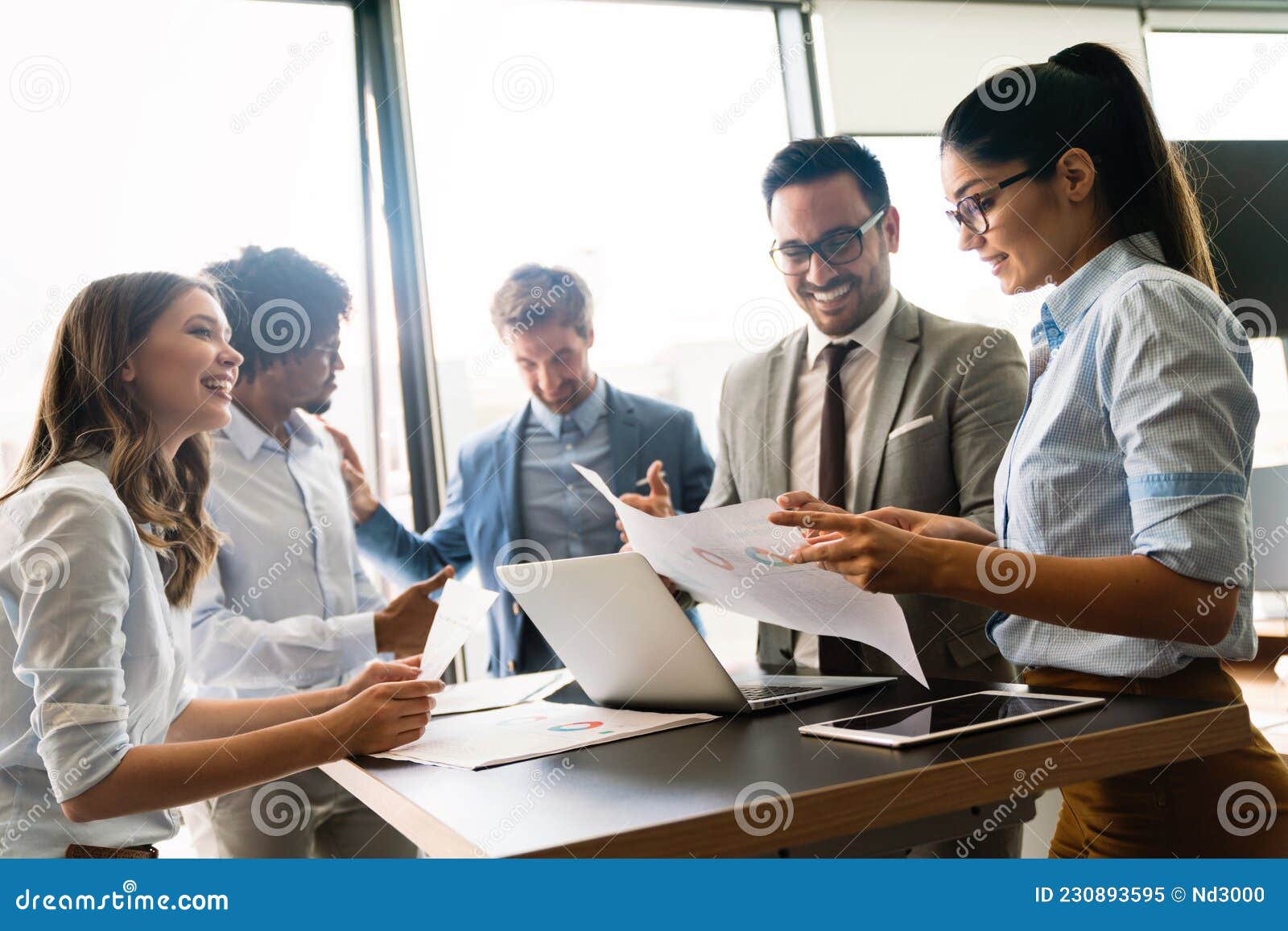 Portrait of Successful Business Team Working in Office Stock Image ...