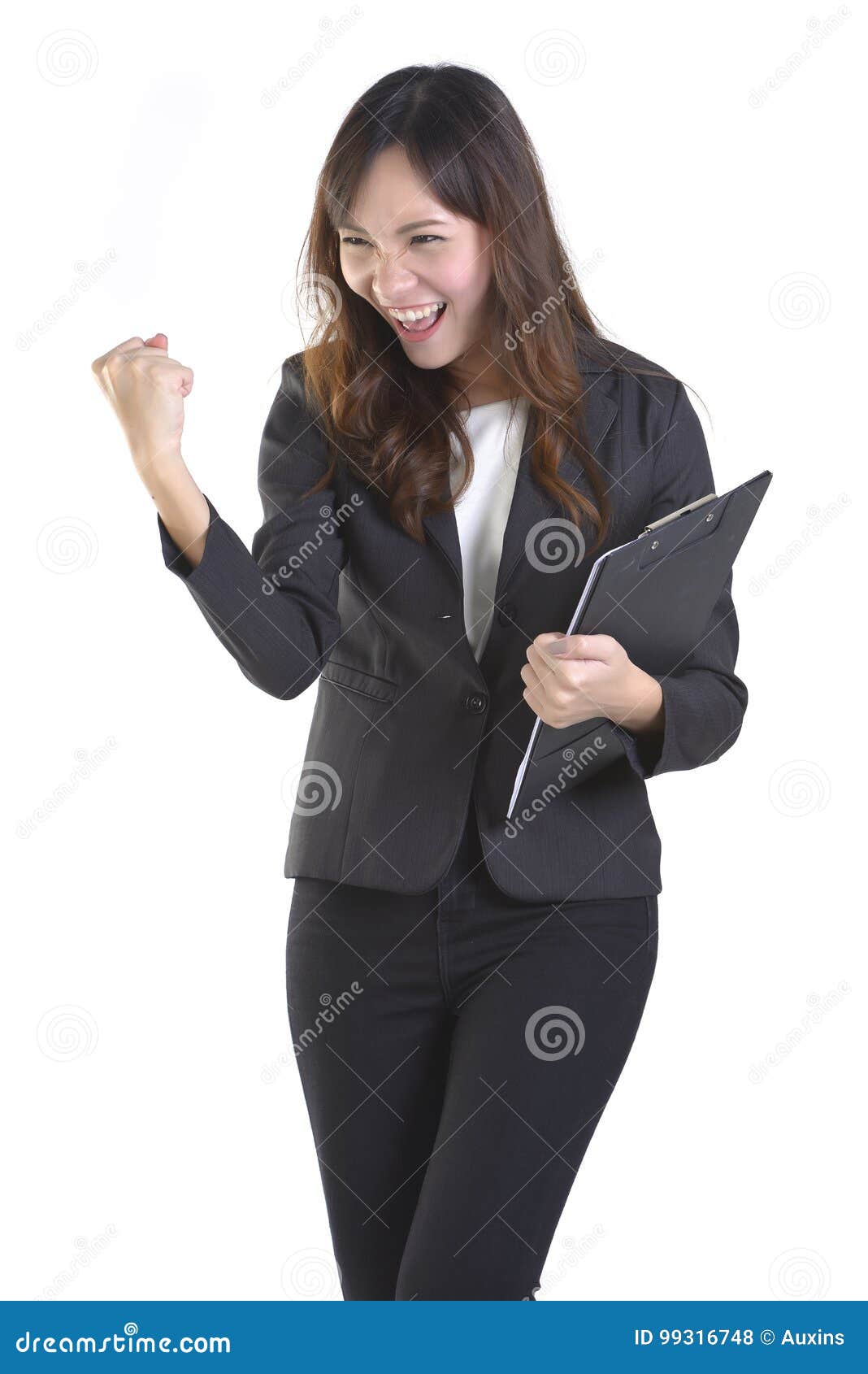 Portrait Successful Business Woman Raised Hands and Celebrate ... Portrait Successful Business Woman Raised Hands and Celebrate ...