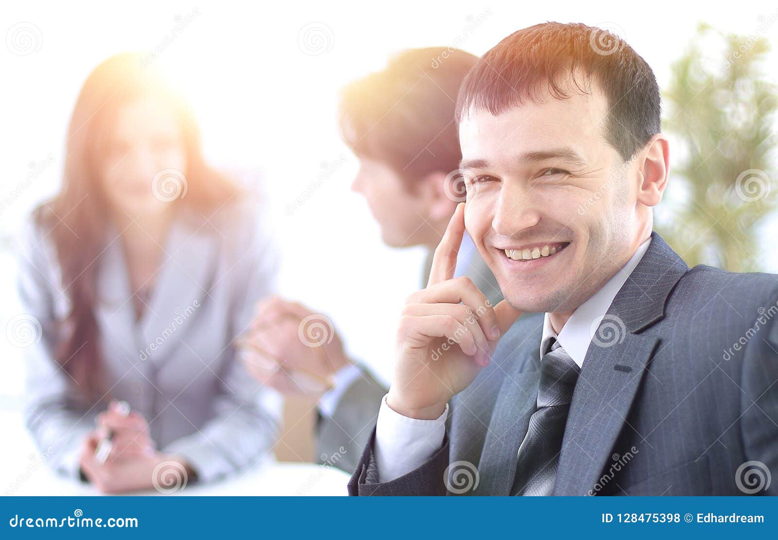Successful Businessman in the Workplace Stock Photo - Image of plan ...