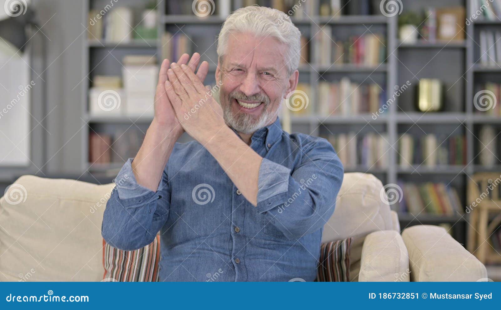 Portrait of Successful Old Senior Man Clapping Stock Image - Image of ...