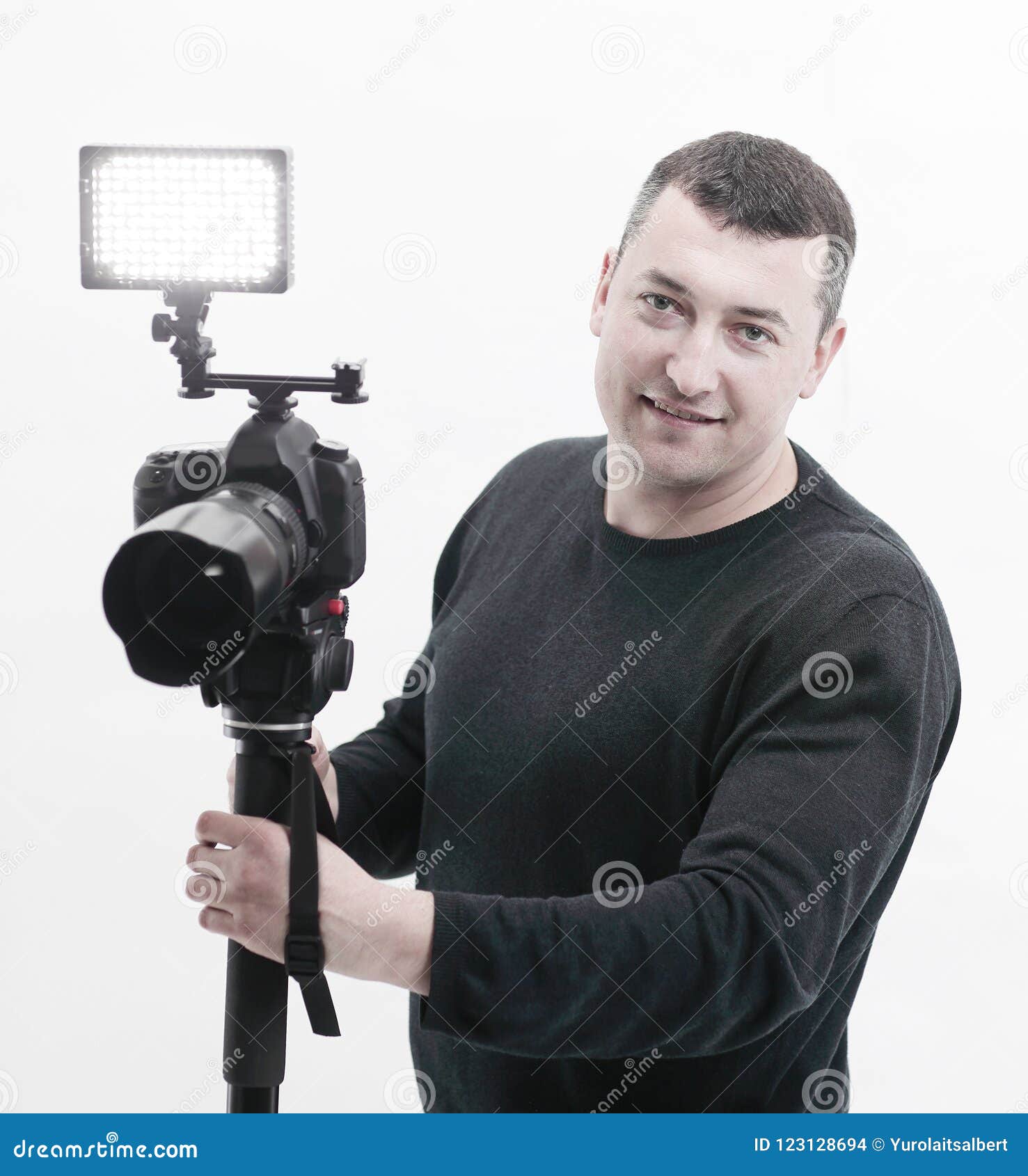 Portrait of a Successful Photographer .isolated on White Background ...