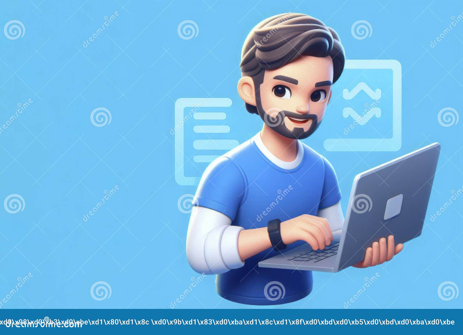 Portrait Of Successful Programmer 3d Character Game Developer Or Coder