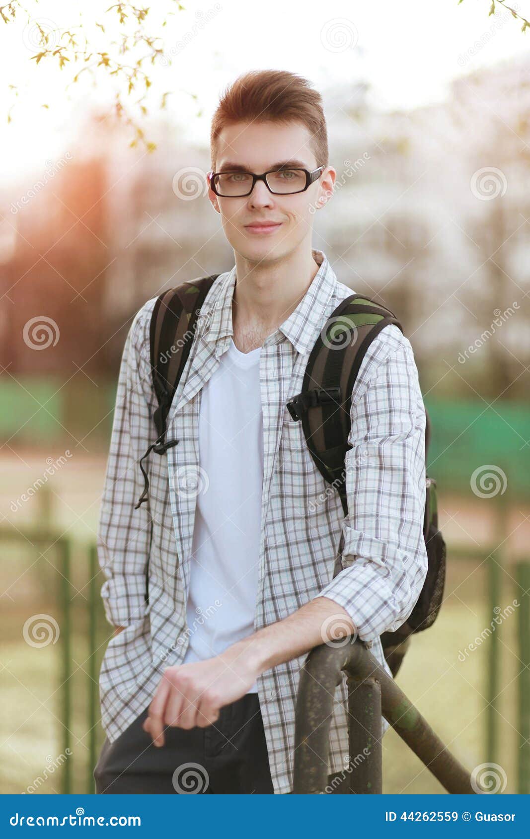 Portrait of Successful Smiling Young Student with Glasses Stock Image ...