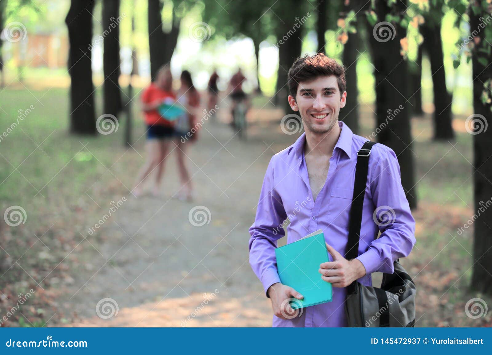 Portrait of a Successful Student Guy in a City Park Stock Image - Image ...