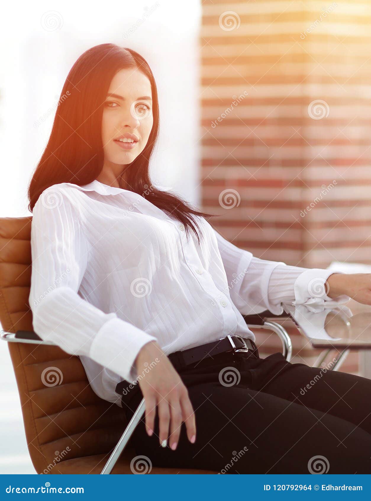 Successful Young Business Woman Sitting at Workplace Stock Photo ... Successful Young Business Woman Sitting at Workplace Stock Photo ...