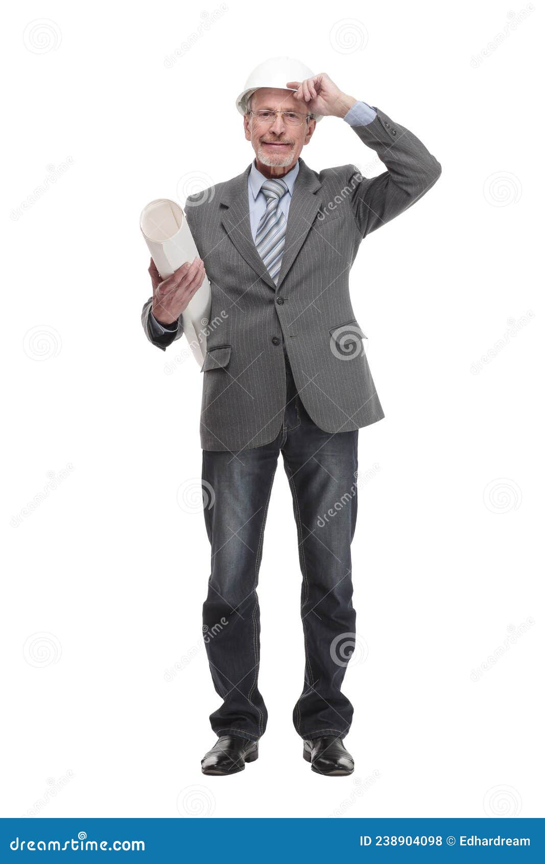 Portrait of Successfull Architect Wearing Hardhat and with Blueprint ... Portrait of Successfull Architect Wearing Hardhat and with Blueprint ...