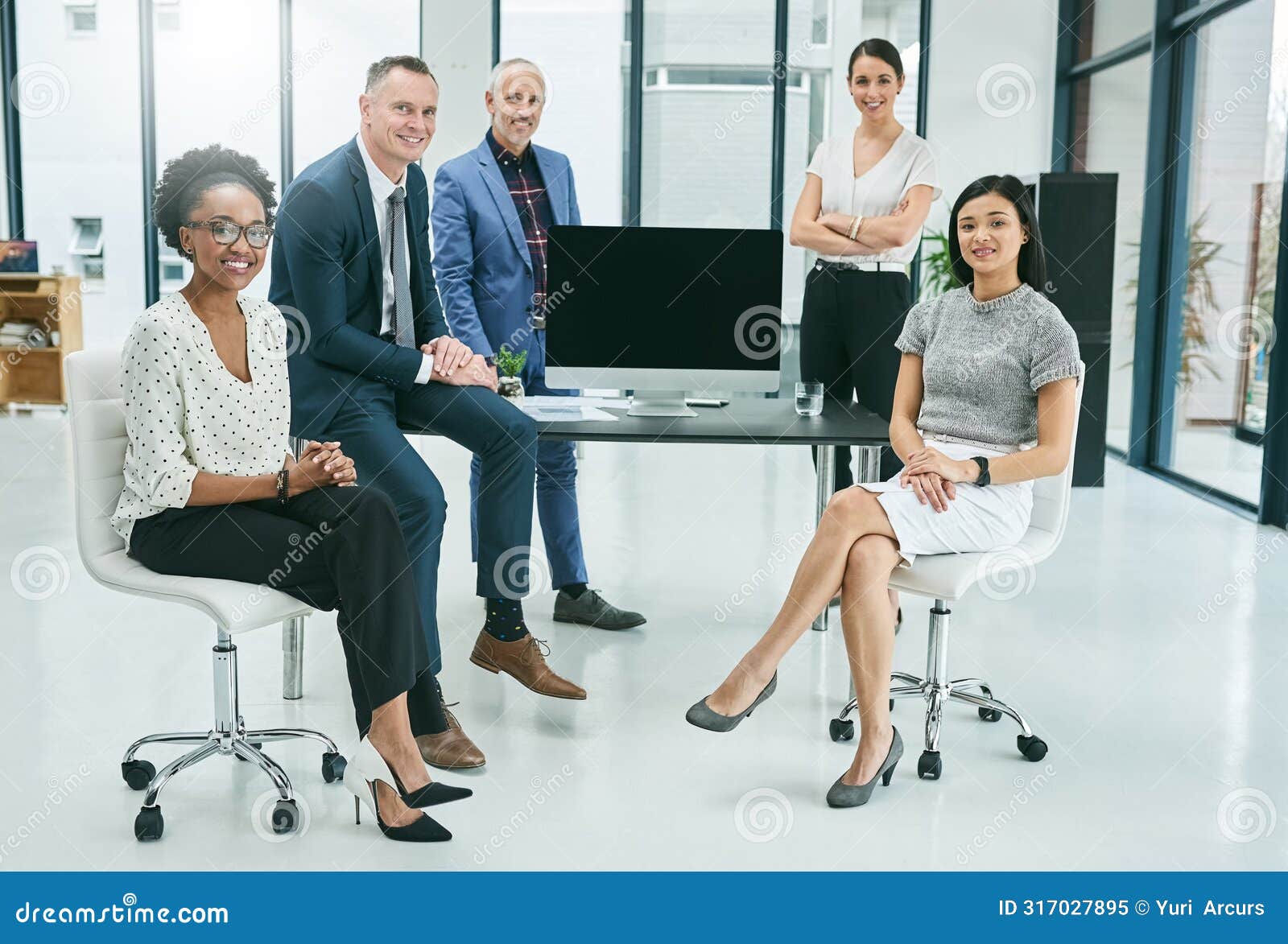 Portrait, Support and Happy in Meeting in Office for Management ...