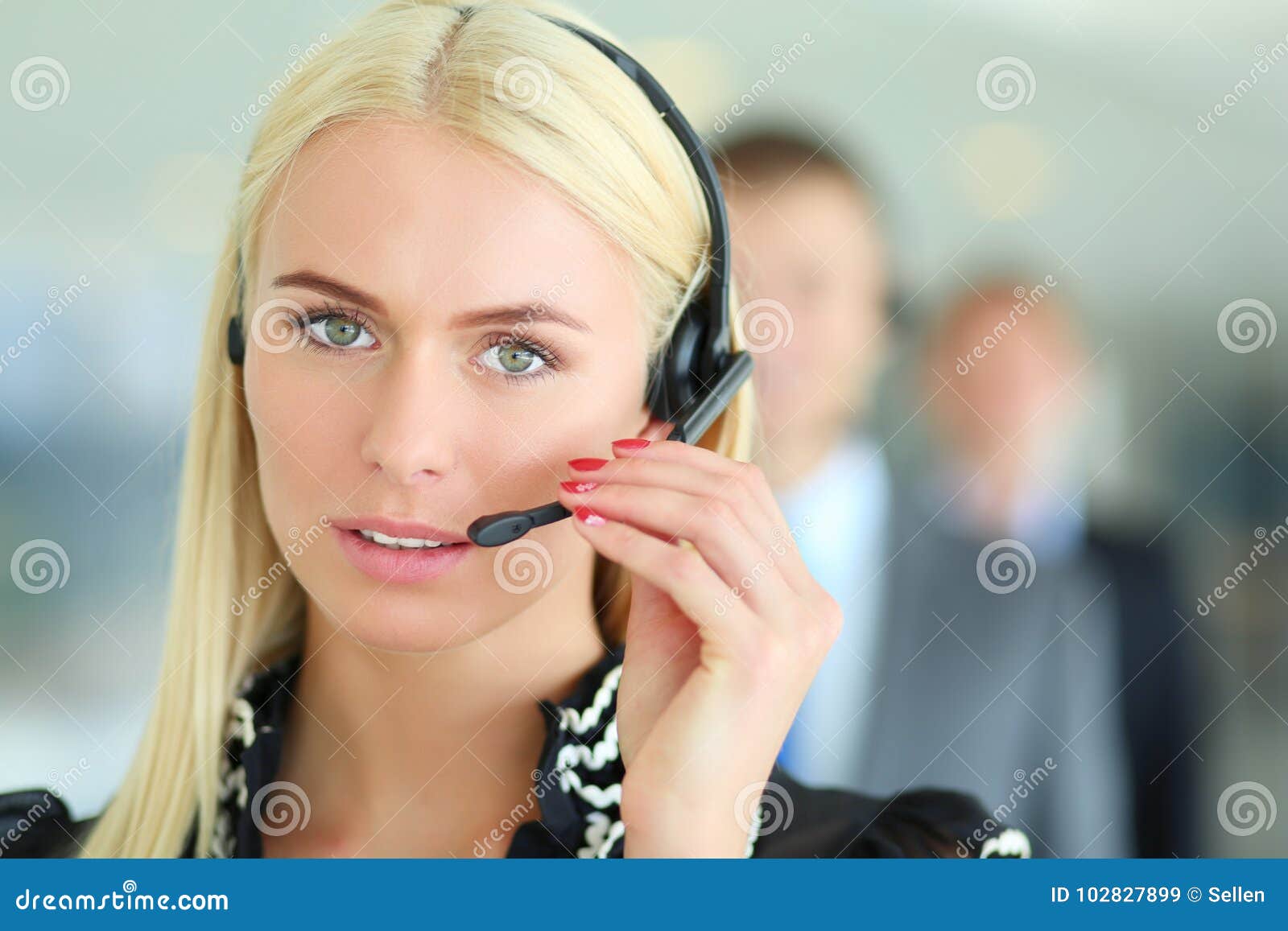 Portrait of Support Phone Operator with the Headset . Stock Image ...