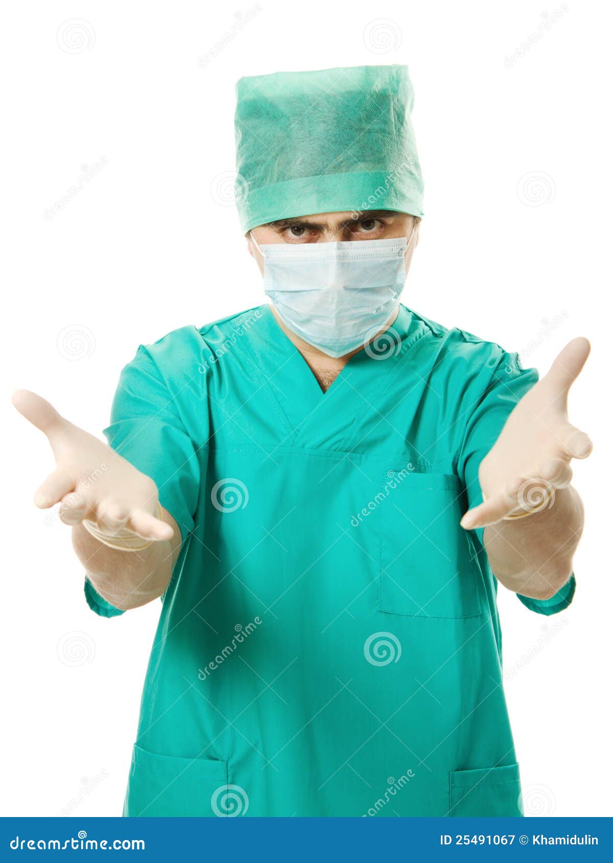 Portrait Of A Surgeon At Work. Lamp In The Background. The Surgeon ...