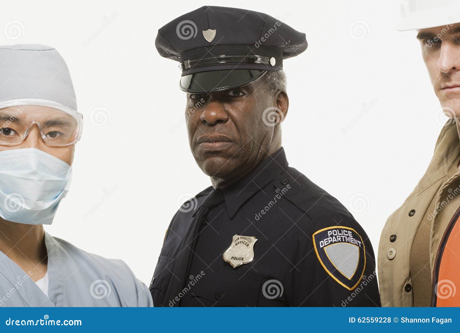 Portrait of a Surgeon a Police Officer a Construction Worker Stock ...