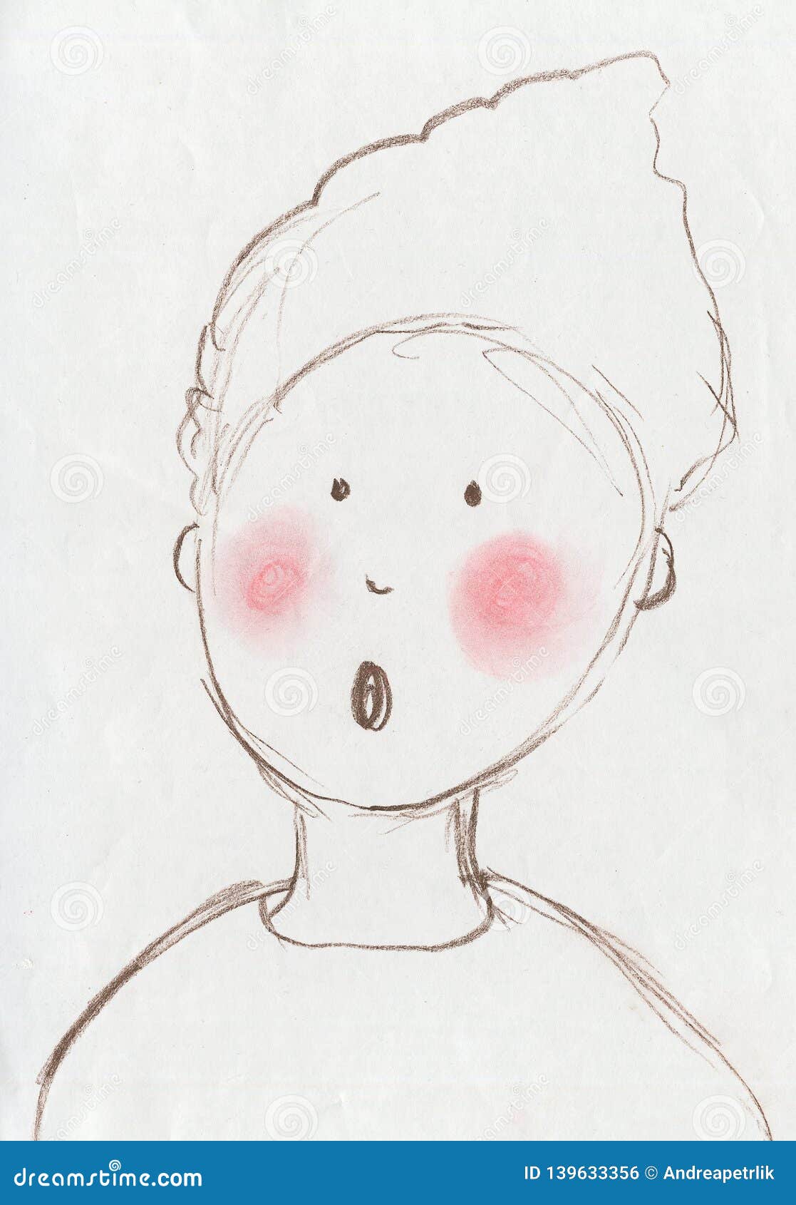 Portrait Of Surprised Boy - Chalk Drawing Royalty-Free Illustration ...