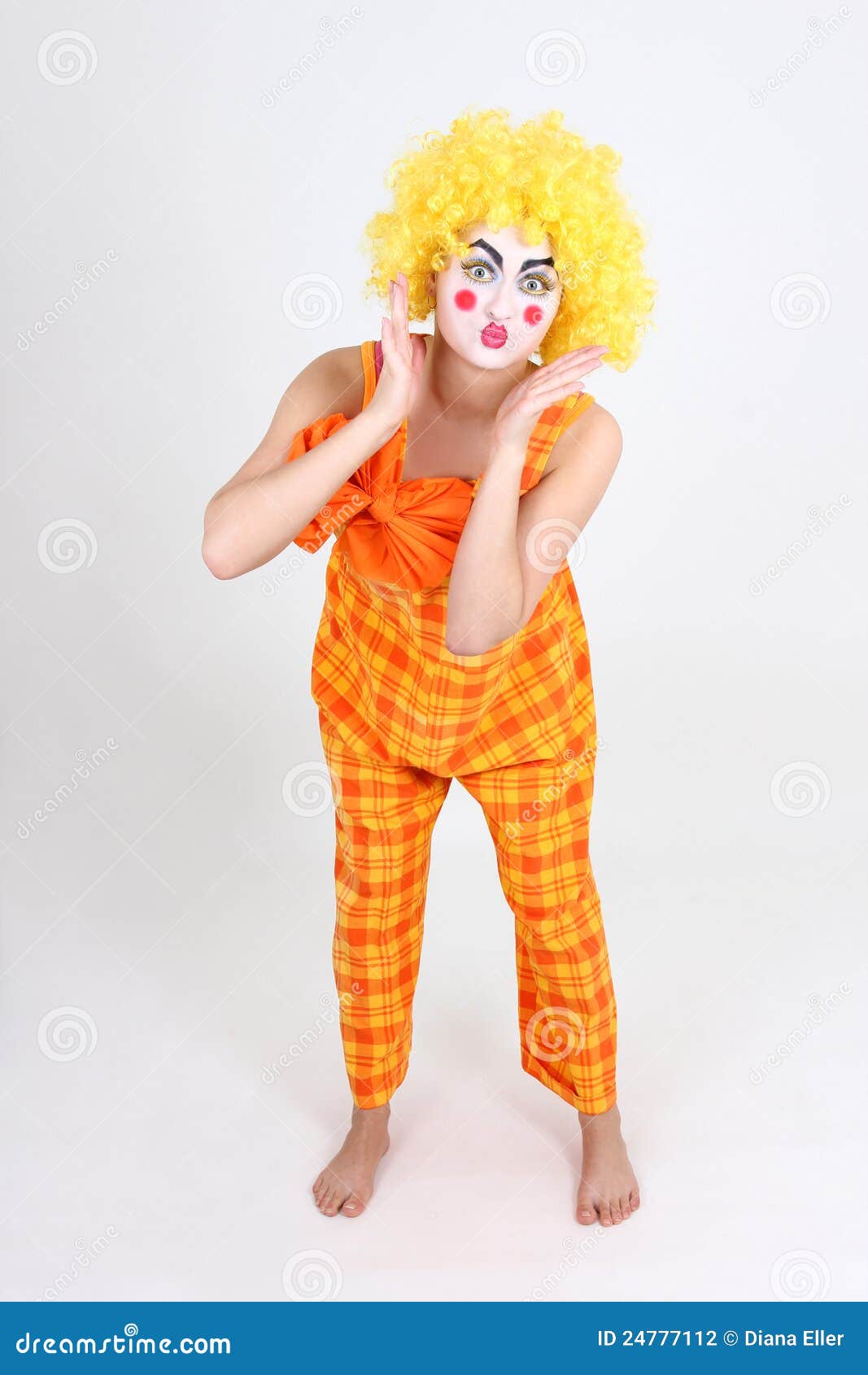 Portrait of Surprised Clown with Bow Stock Photo - Image of colorful ...