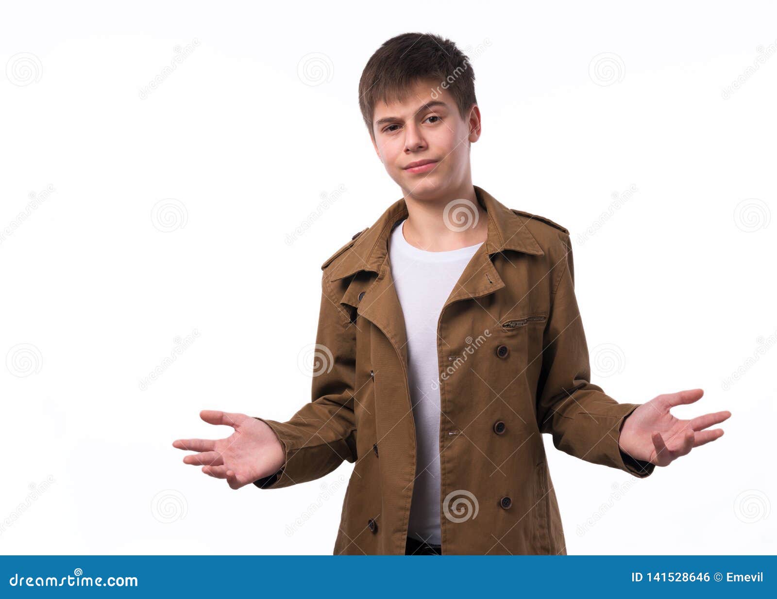 Portrait of Surprised Teen Boy with Divorced Raised Hands Isolated on ... Portrait of Surprised Teen Boy with Divorced Raised Hands Isolated on ...