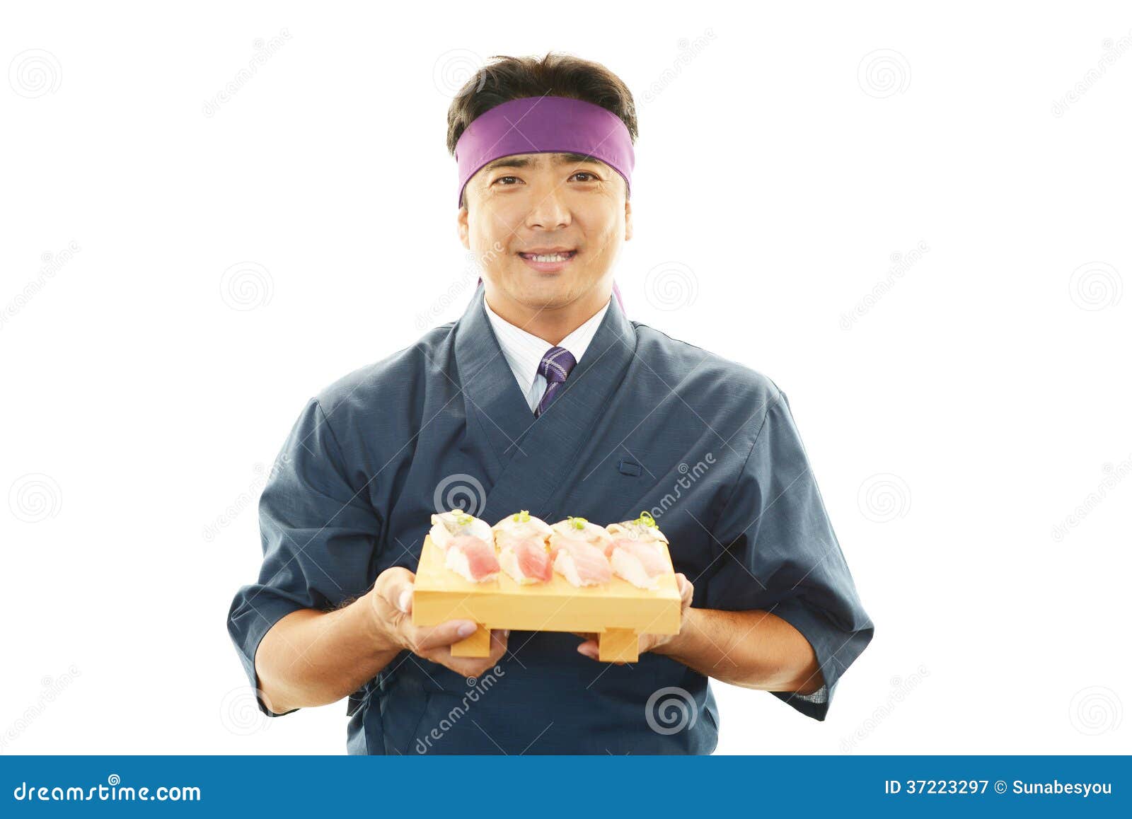Portrait of a sushi chef stock image. Image of kitchen - 37223297