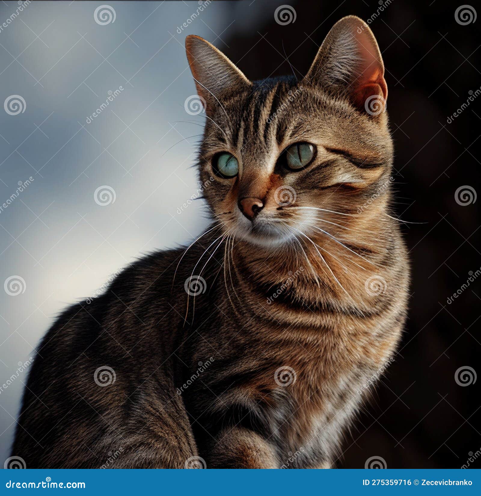 Close-up Portrait Of A Beautiful Tabby Cat Stock Photo | CartoonDealer.com #275359716