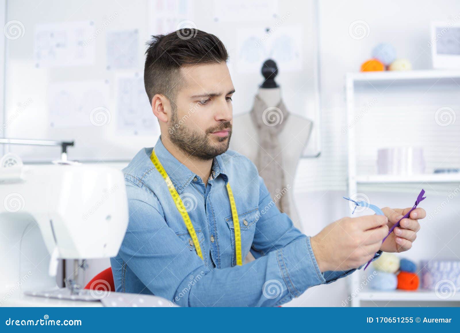 Portrait tailor at work stock image. Image of tailor - 170651255