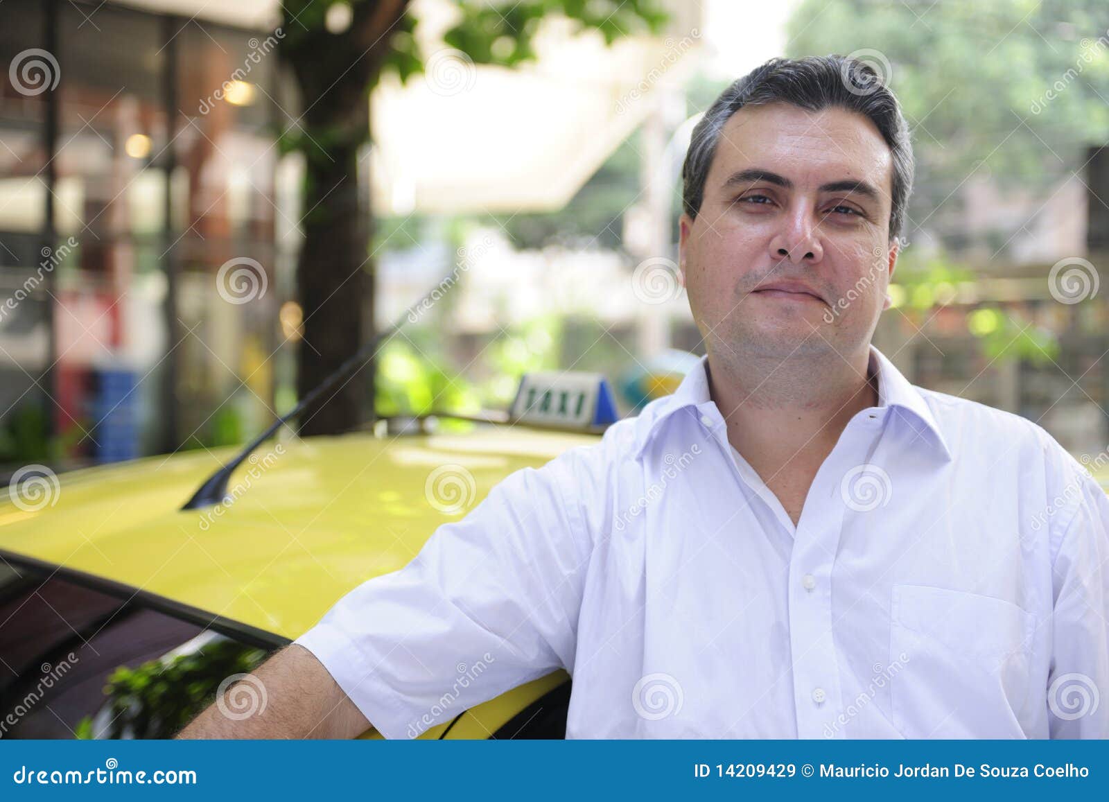 Portrait of a Taxi Driver with Cab Stock Image - Image of looking ...
