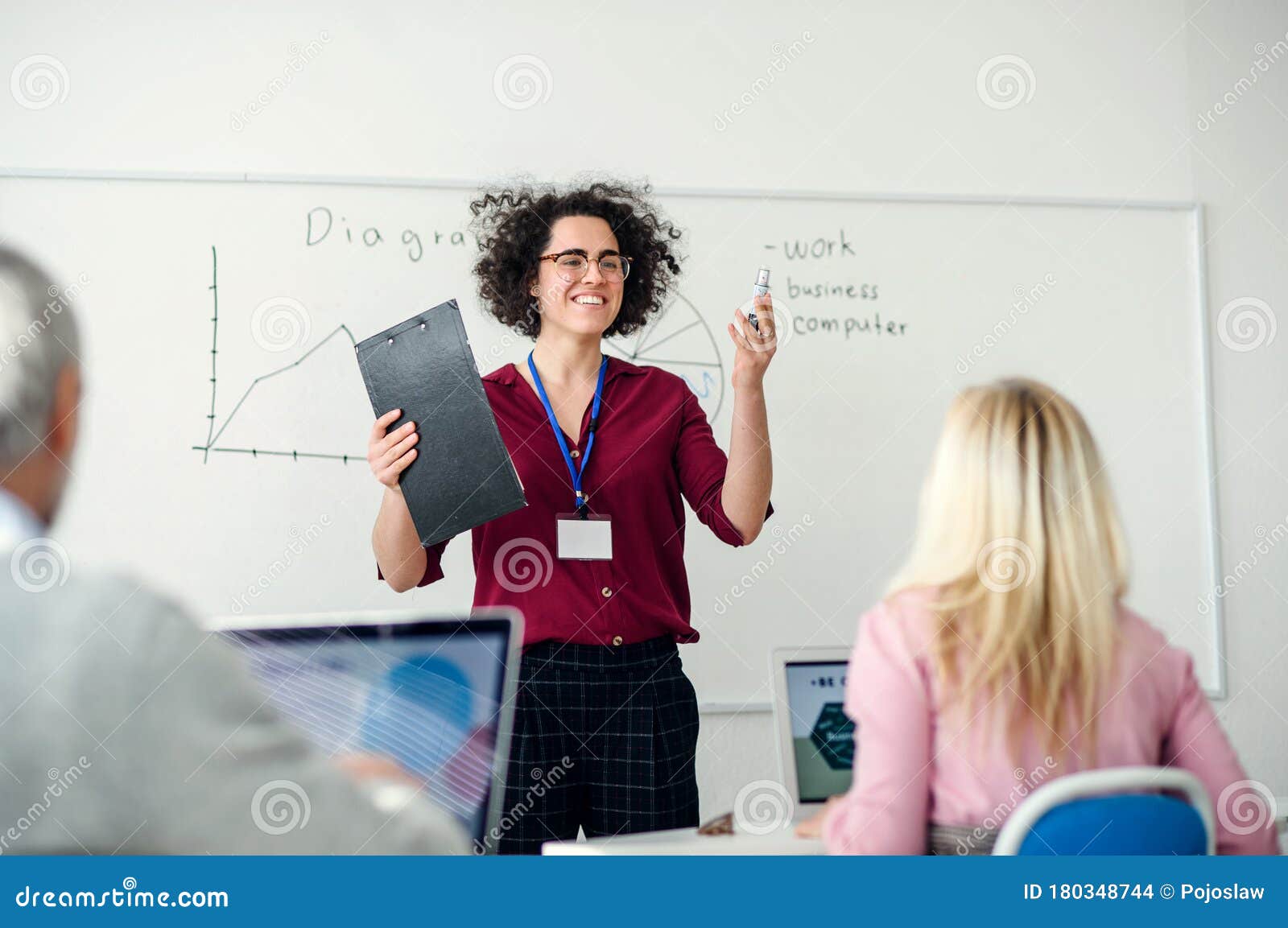 Portrait of Teacher with Seniors Attending Computer and Technology ...