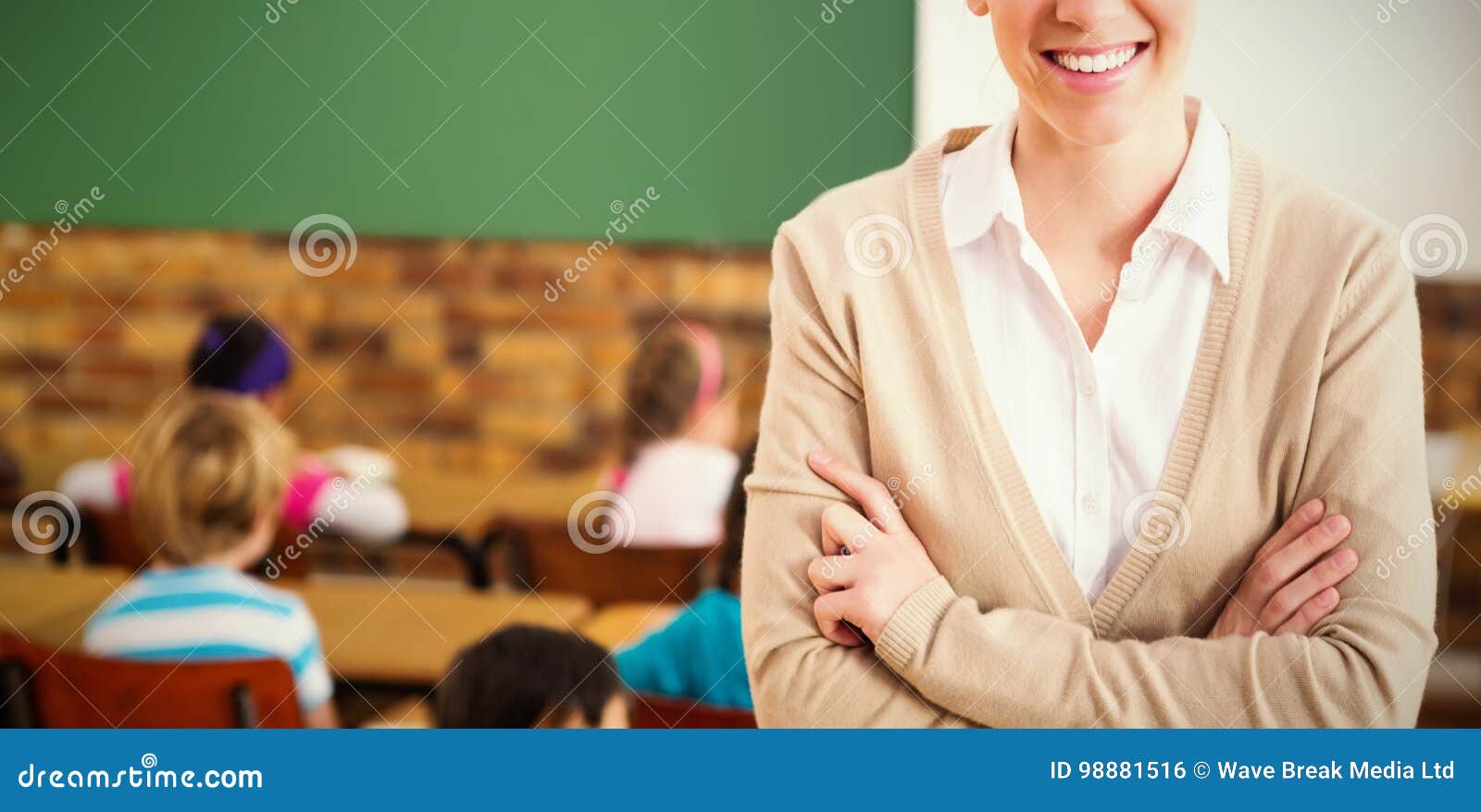Portrait of Teacher at Back of Classroom Stock Photo - Image of adult ...