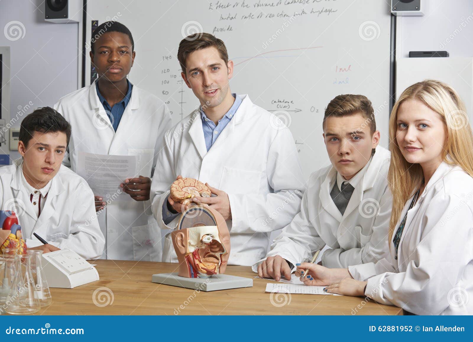 Portrait of Teacher and Students in Biology Class Stock Photo - Image ...