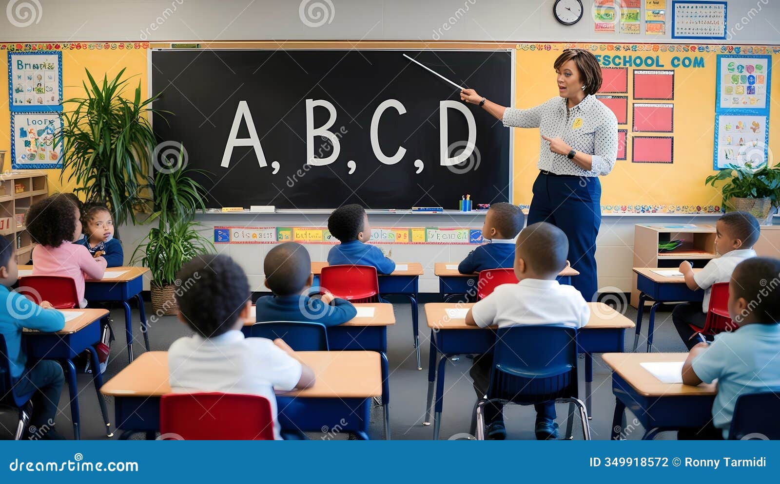 Portrait of a Teacher Teaching ABCD Stock Illustration - Illustration ...