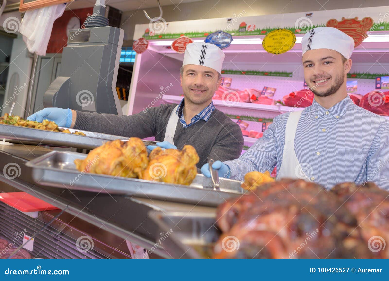 Portrait team butchers stock image. Image of fillet - 100426527