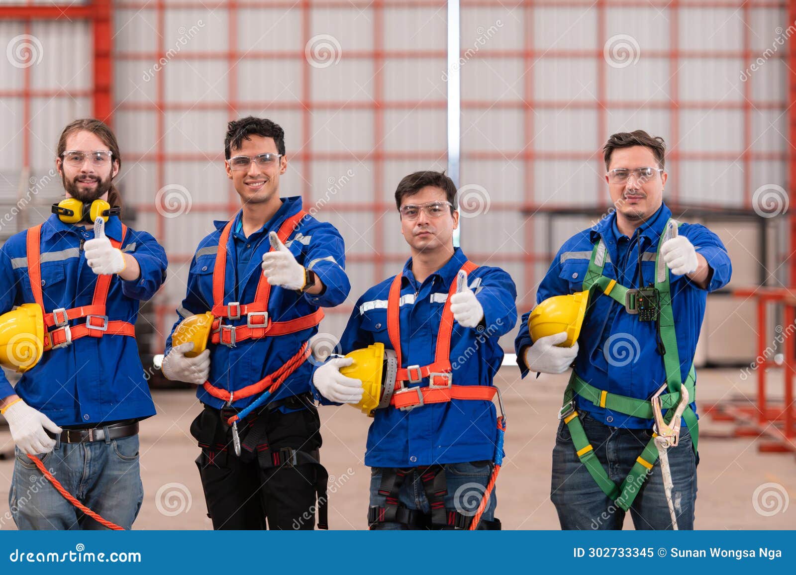 Portrait of a Team of Industrial Workers Standing Together Stock Image ...