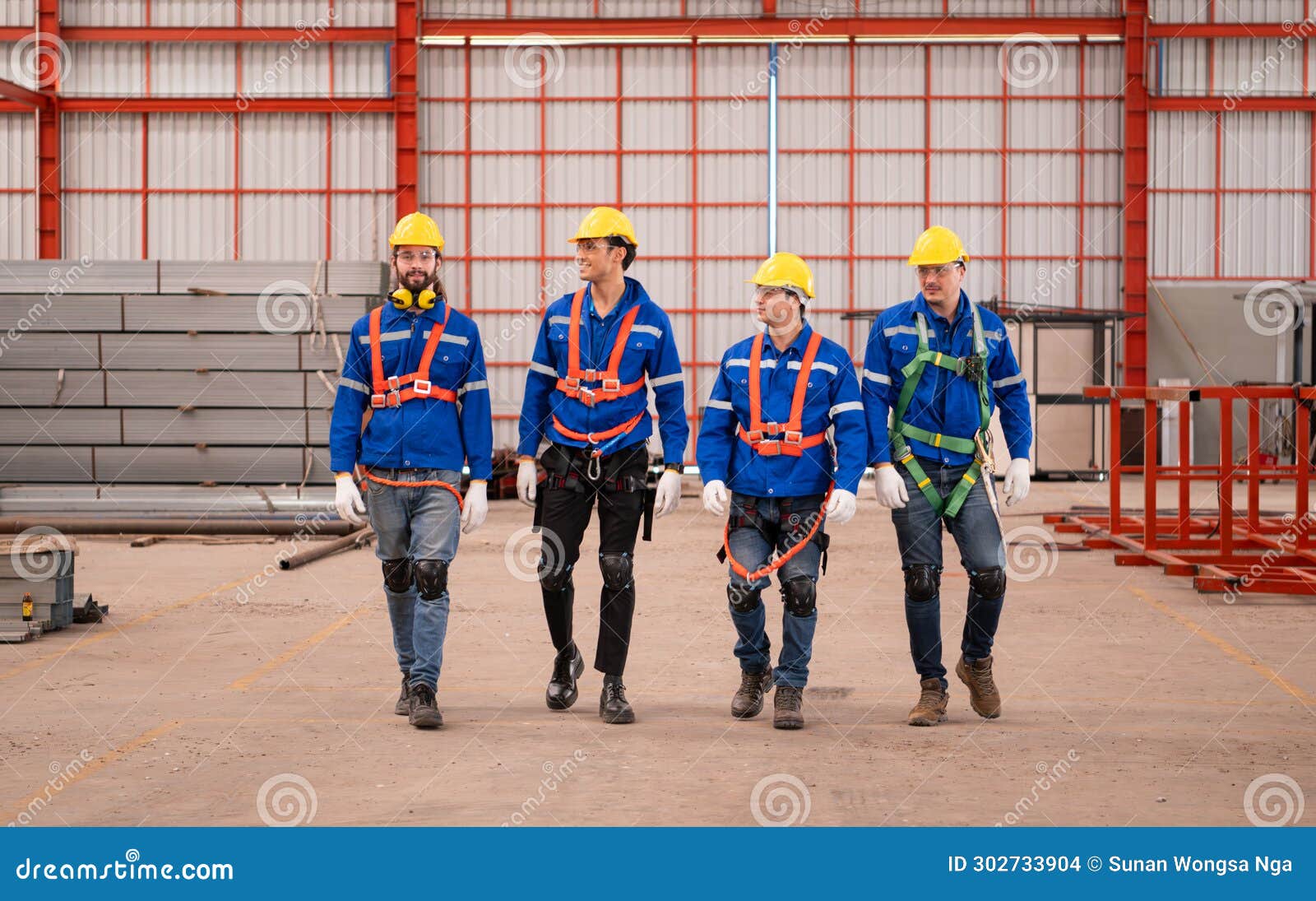 Portrait of a Team of Industrial Workers Standing Together Stock Photo ...