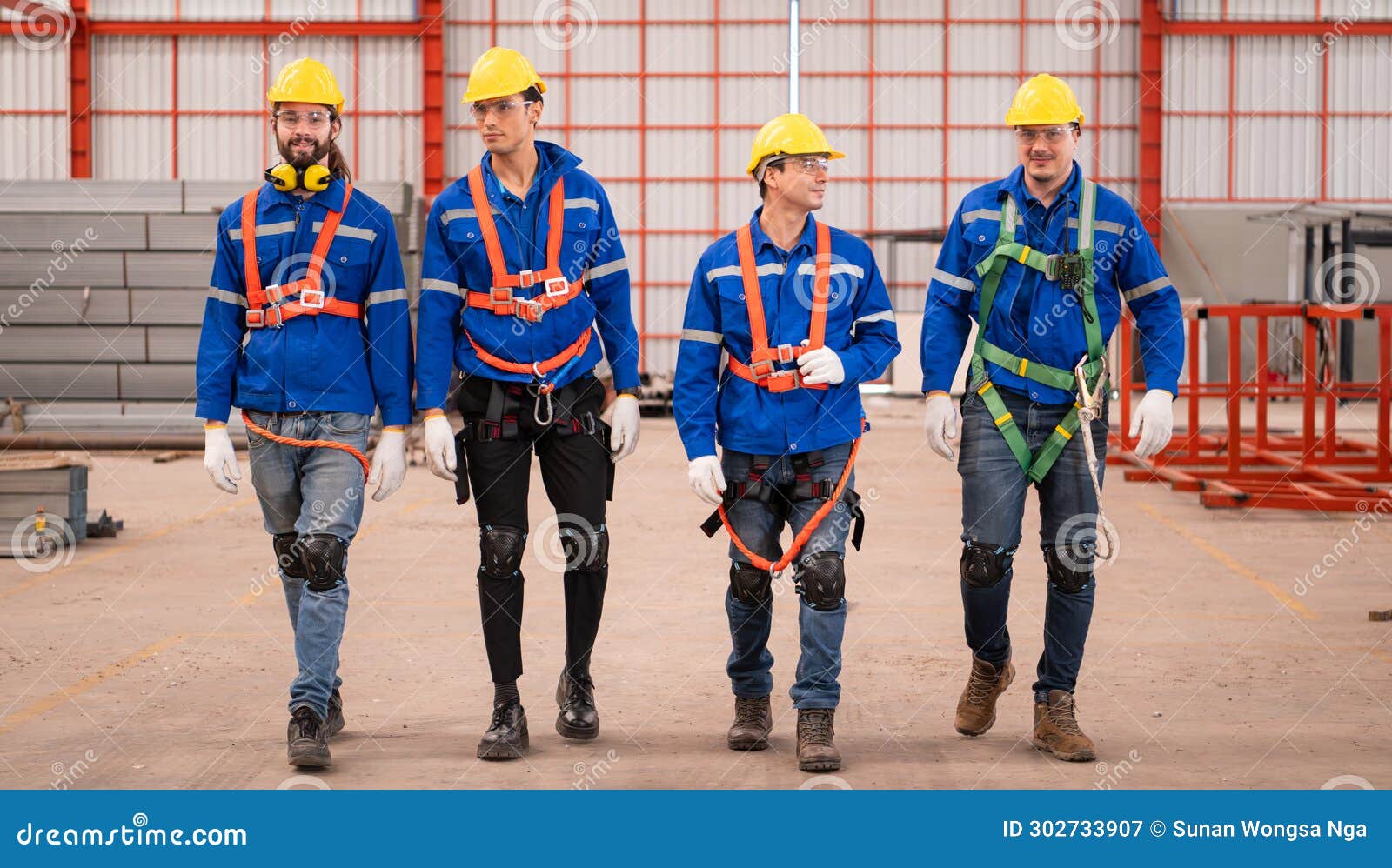 Portrait of a Team of Industrial Workers Standing Together Stock Image ...