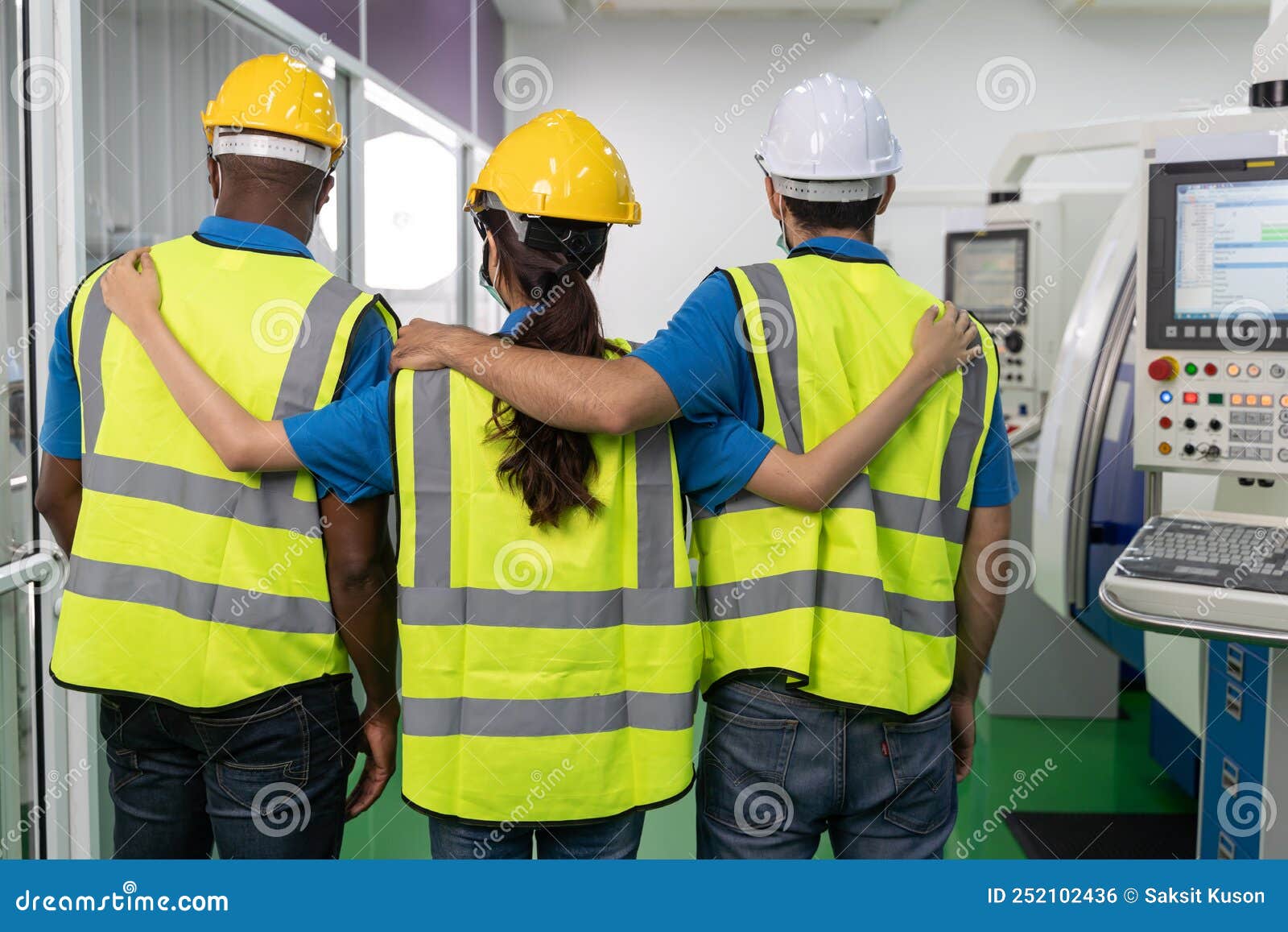 Worker Or Labor Digging Hole For Installation Pillar Or Pole On Cement ...