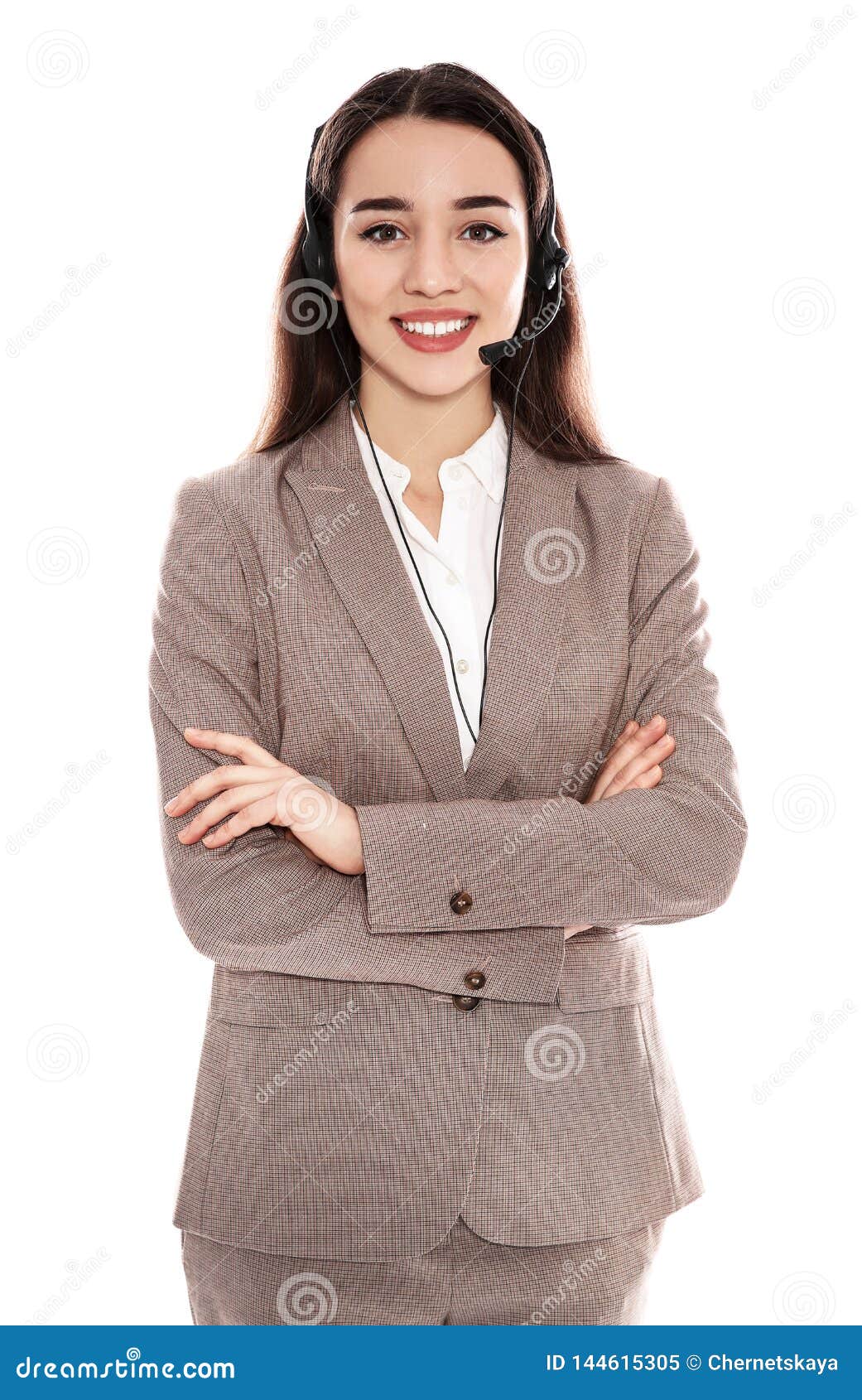 Portrait of Technical Support Operator with Headset Isolated Stock ...