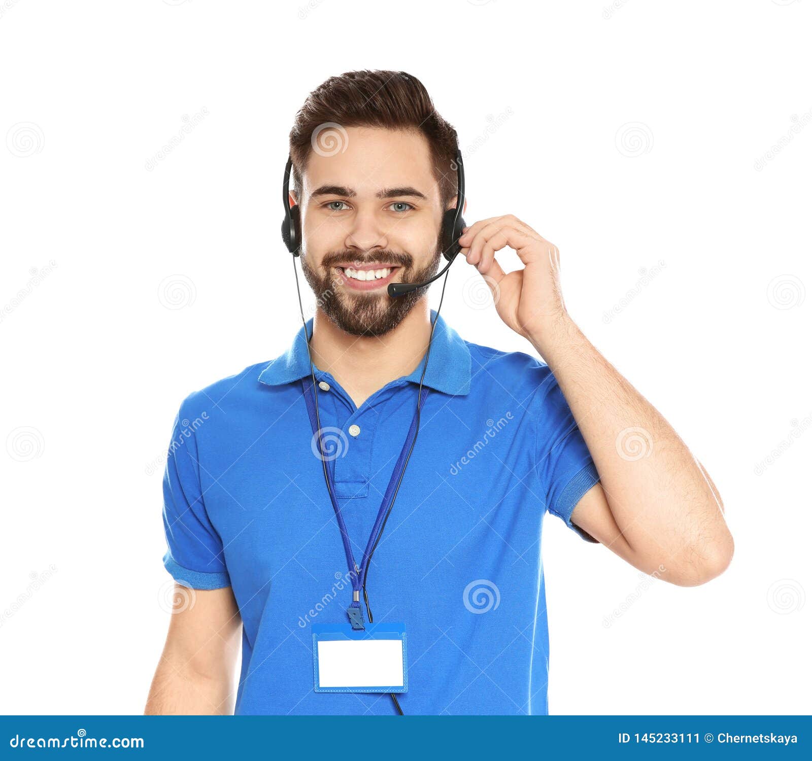 Portrait of Technical Support Operator with Headset Isolated Stock ...