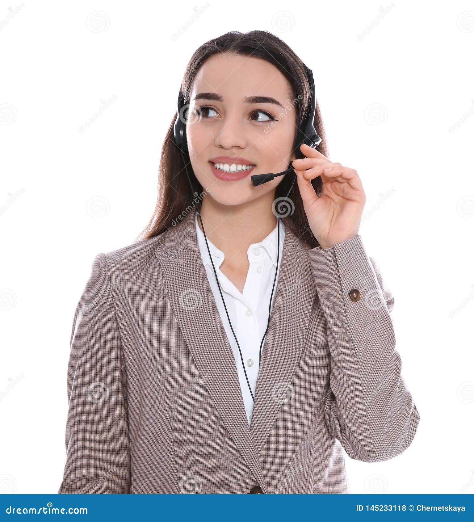 Portrait of Technical Support Operator with Headset Isolated Stock ...