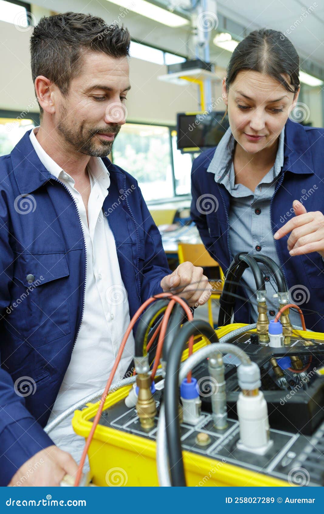 Portrait Technicians Working with Cables Stock Image - Image of testing ...