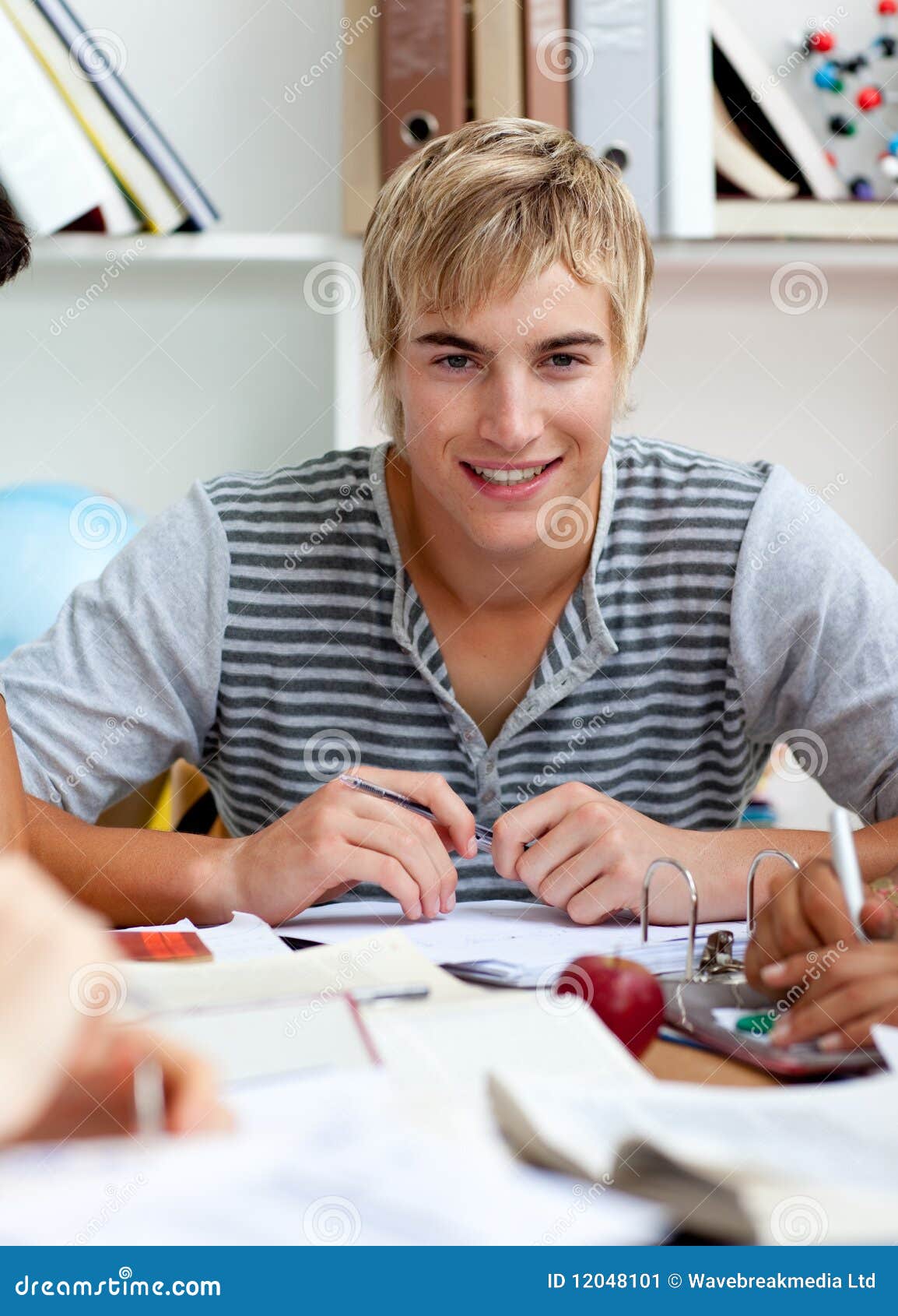 Portrait of a Teen Guy Studying in the Library Stock Image - Image of ...