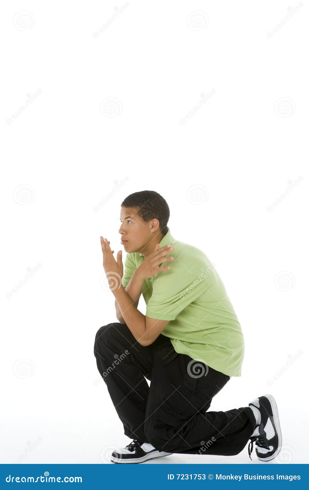Portrait of Teenage Boy stock image. Image of copy, kneeling - 7231753