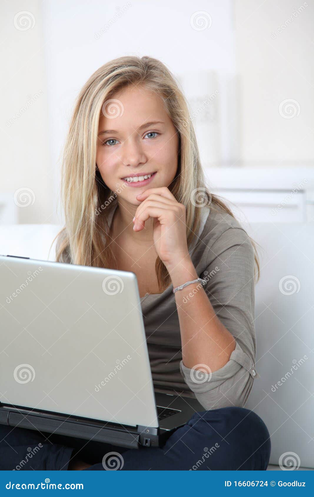 Portrait of Teenager with Computer Stock Photo - Image of social ...