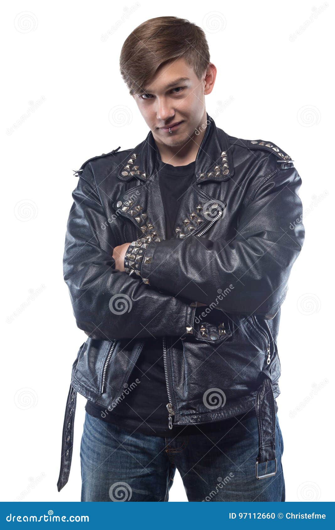 Portrait of Teenager in Leather Jacket Stock Photo - Image of portrait ...